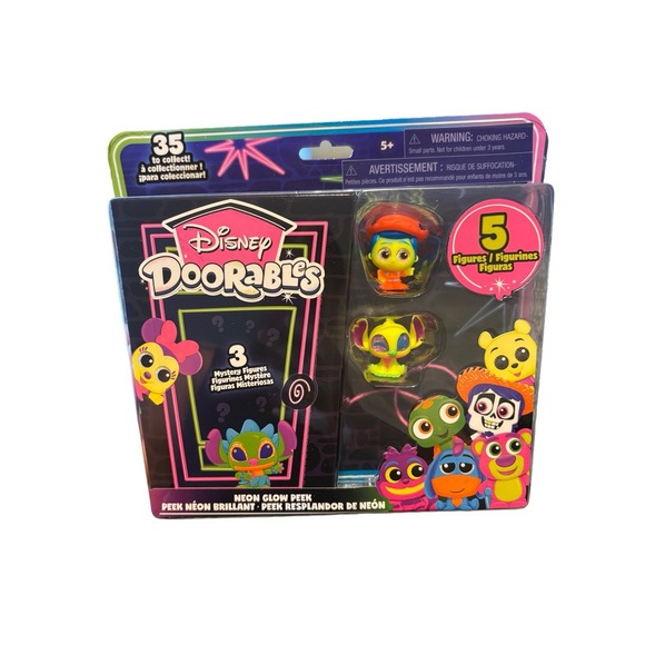 Disney | Toys | Disney Doorables Neon Glow Pack 5 Figures Blacklight ...